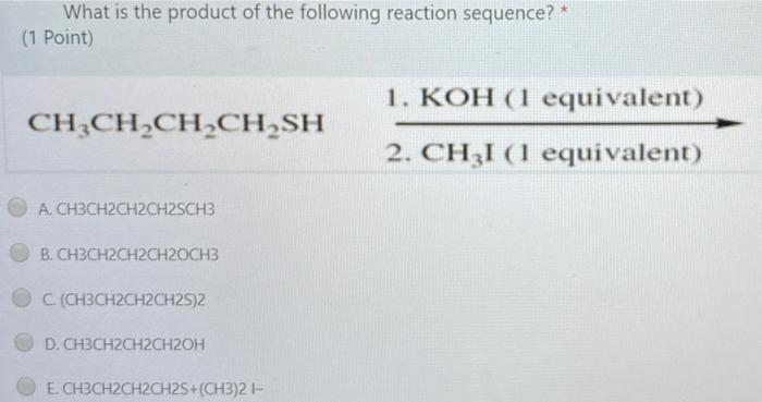 Solved What is the product of the following reaction | Chegg.com