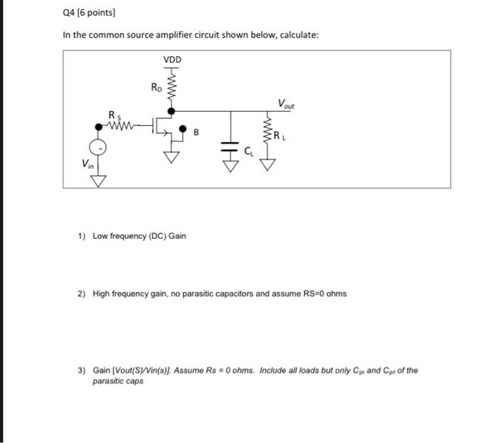 Solved In The Common Source Amplifier Circuit Shown Below