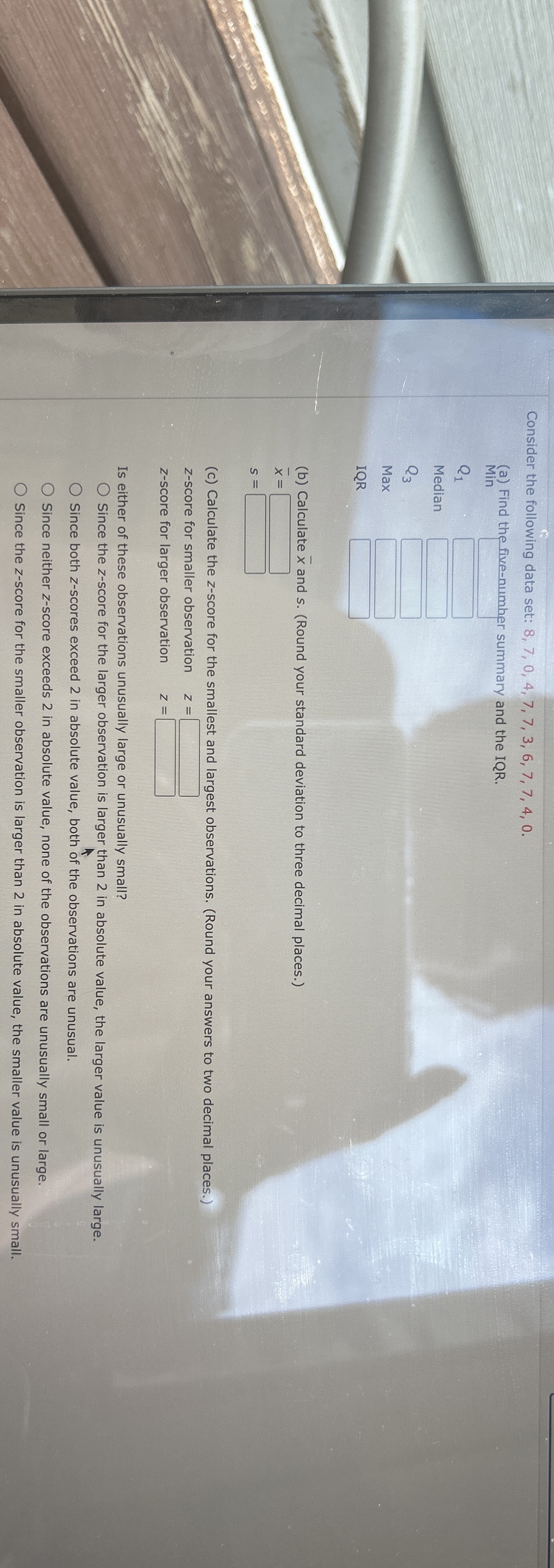 Consider the following data set: | Chegg.com