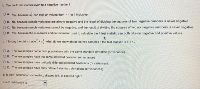 Solved Answer the following questions on the F test | Chegg.com