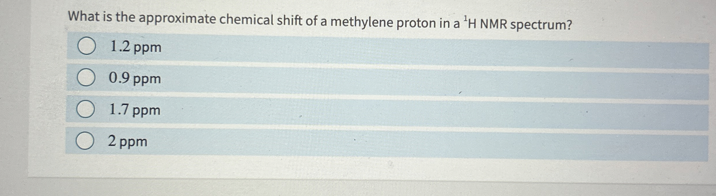 Solved What is the approximate chemical shift of a methylene | Chegg.com