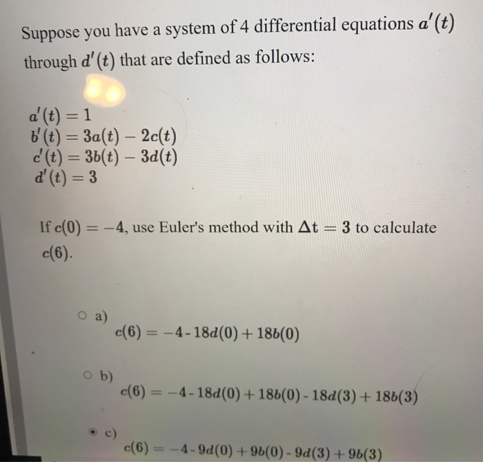 Solved Suppose you have a system of 4 differential equations | Chegg.com