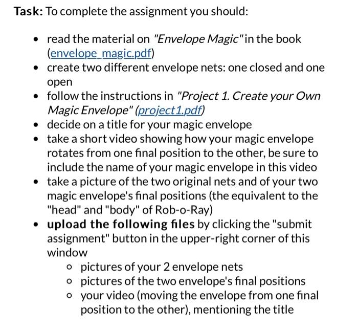 Task: To complete the assignment you should: - read | Chegg.com