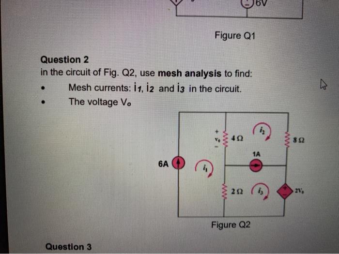 Solved in the circuit fig q2 use mesh analysis to find• mesh | Chegg.com
