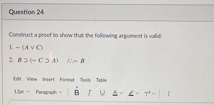 Solved Question 24 Construct a proof to show that the | Chegg.com