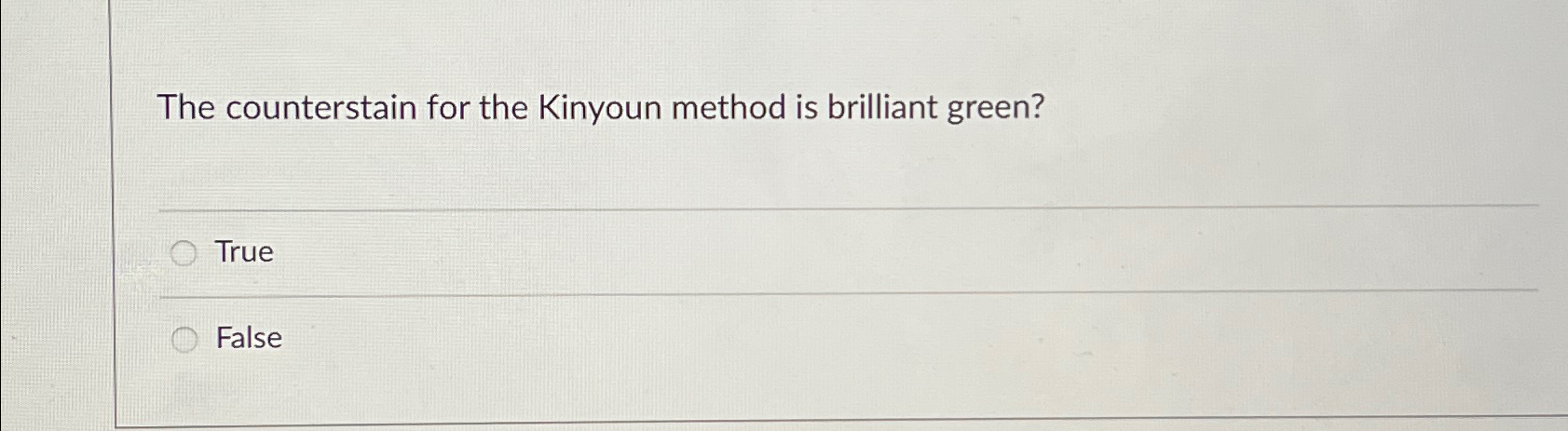 Solved The counterstain for the Kinyoun method is brilliant | Chegg.com