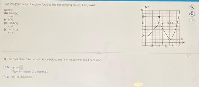 Solved Use the graph of h in the given figure to find the | Chegg.com