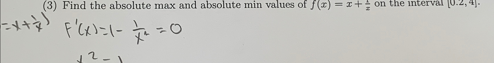 Solved (3) ﻿Find the absolute max and absolute min values of | Chegg.com