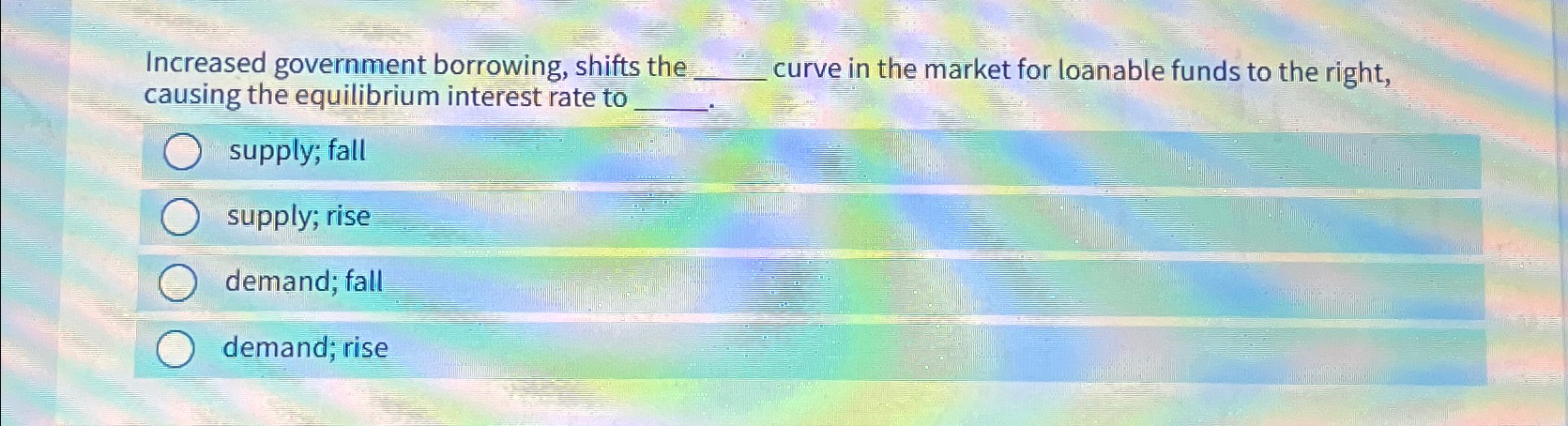 Solved Increased government borrowing, shifts the curve in | Chegg.com
