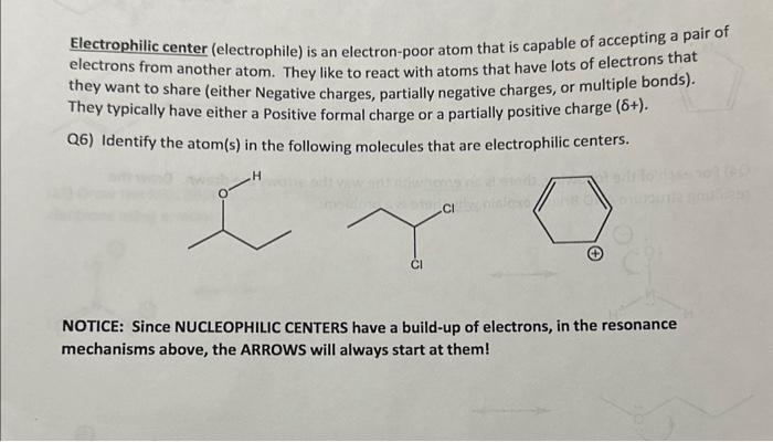 Solved Electrophilic center (electrophile) is an | Chegg.com
