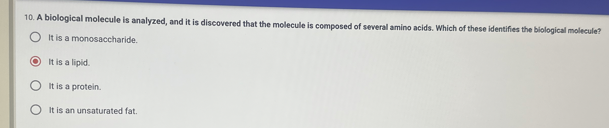 Solved A biological molecule is analyzed, and it is | Chegg.com
