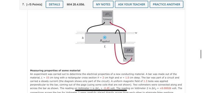 Measuring properties of some material An experiment | Chegg.com