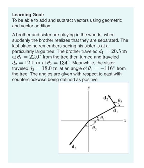 Solved Learning Goal: To be able to add and subtract vectors | Chegg.com