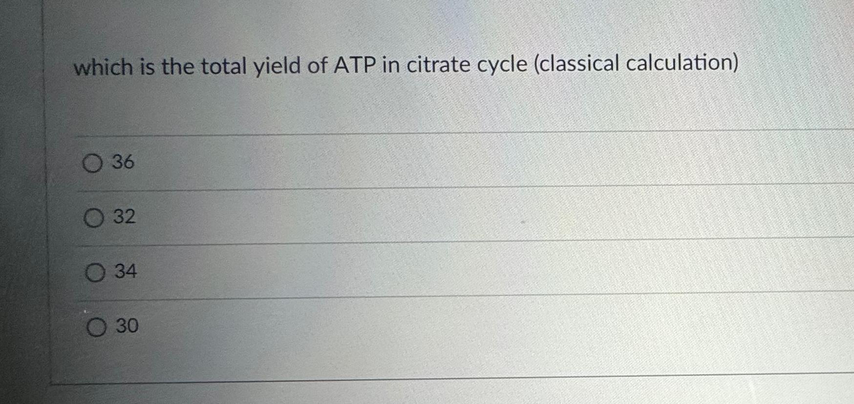 Solved which is the total yield of ATP in citrate cycle | Chegg.com
