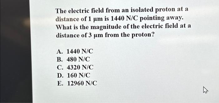 The electric field from an isolated proton at a | Chegg.com