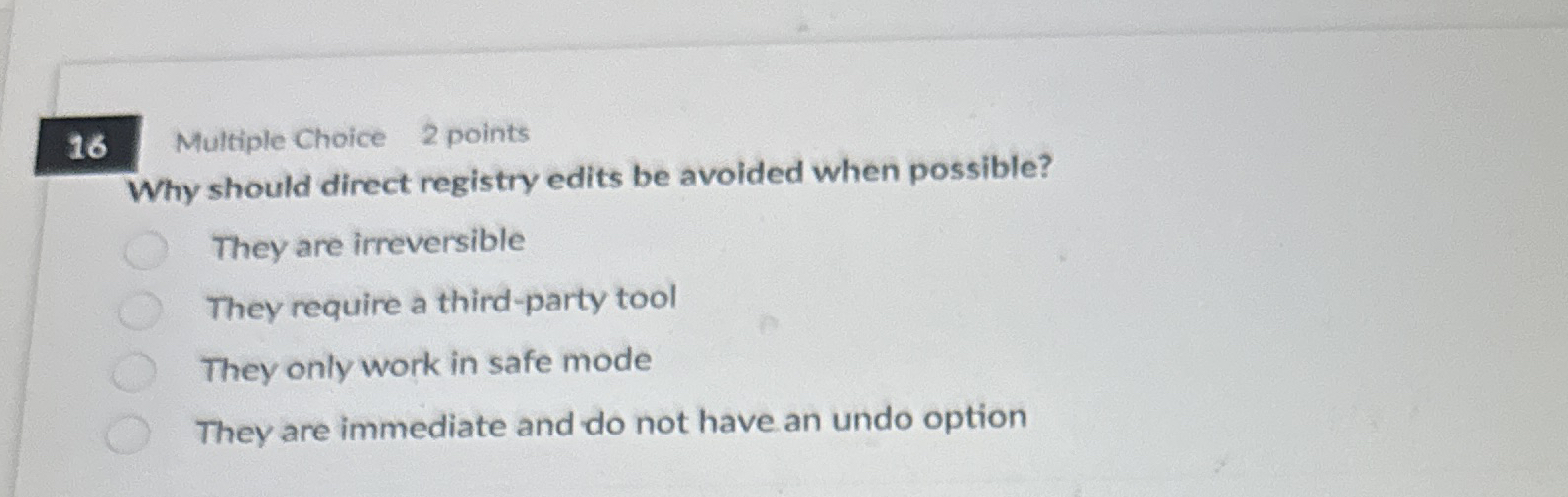 Solved Multiple Choice 2 ﻿pointsWhy should direct registry | Chegg.com