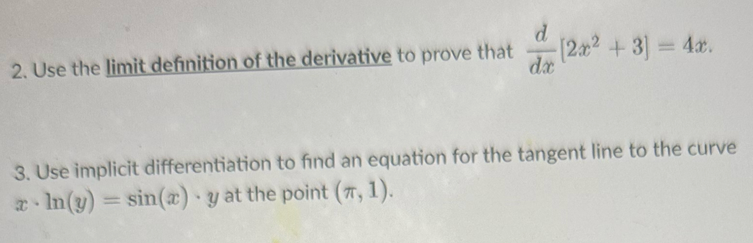 Solved Use the limit definition of the derivative to prove | Chegg.com