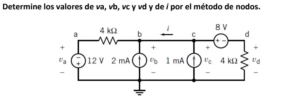 Solved Determine los valores de va, vb, vc y vd y de i por | Chegg.com