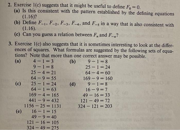 2. Exercise 1(c) suggests that it might be useful to | Chegg.com