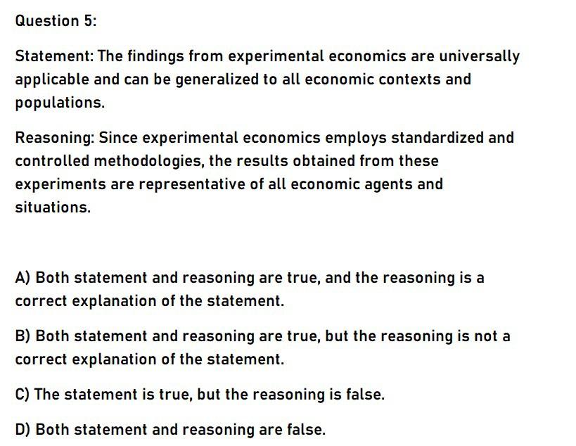 Solved Question 5: Statement: The findings from experimental | Chegg.com