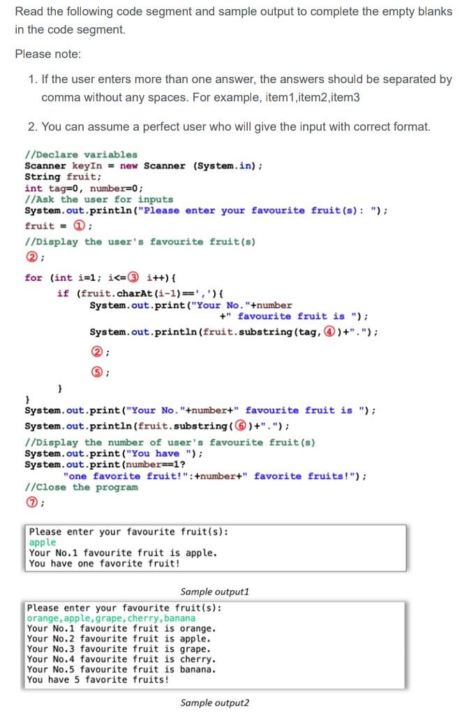 Solved Read the following code segment and sample output to | Chegg.com
