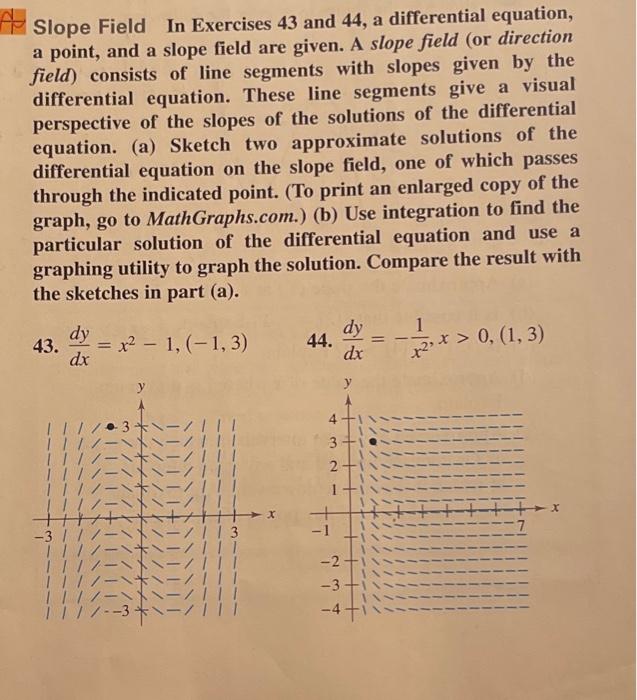 Solved Slope Field In Exercises 43 and 44, a differential | Chegg.com