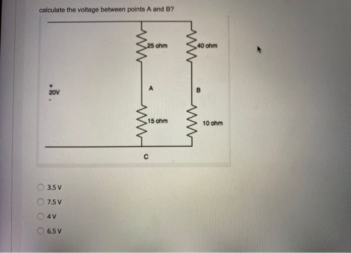 Solved calculate the voltage between points A and B? 25 ohm | Chegg.com