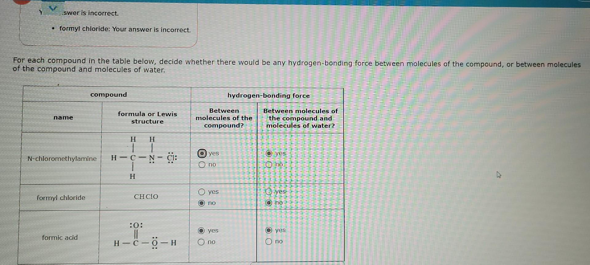Solved swer is incorrect. - formyl chloride: Your answer is | Chegg.com