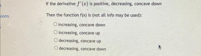 Solved If the derivative f′(x) is positive, decreasing, | Chegg.com