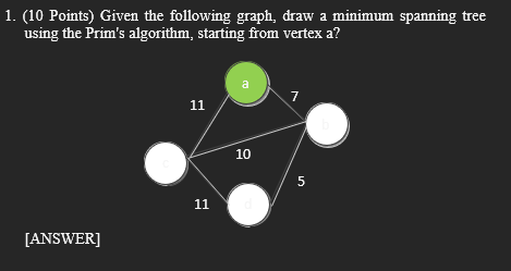 Solved (10 ﻿Points) ﻿Given the following graph, draw a | Chegg.com