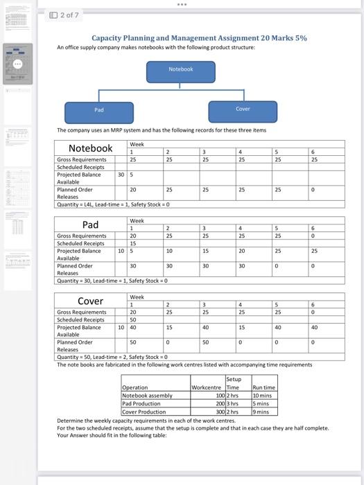 Solved THE w ERAL 10 B2 of 7 Capacity Planning and | Chegg.com