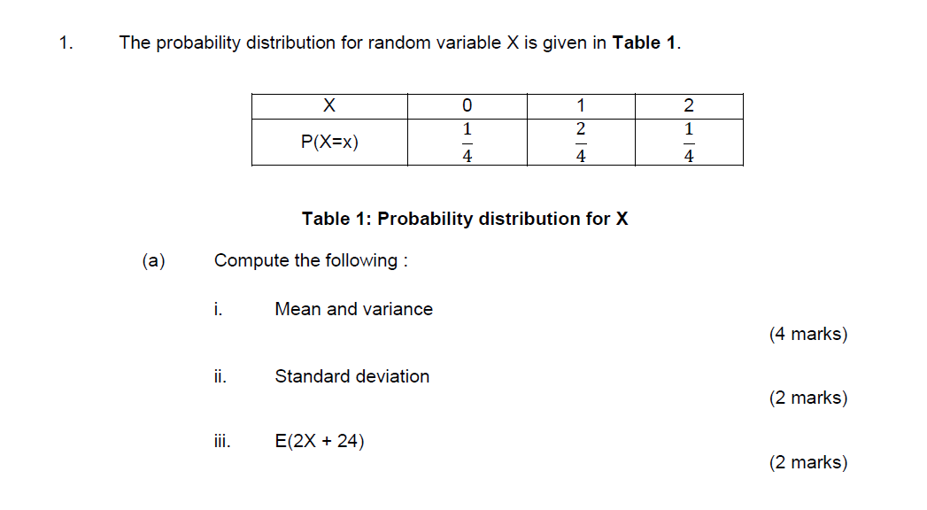 Solved The probability distribution for random variable x | Chegg.com