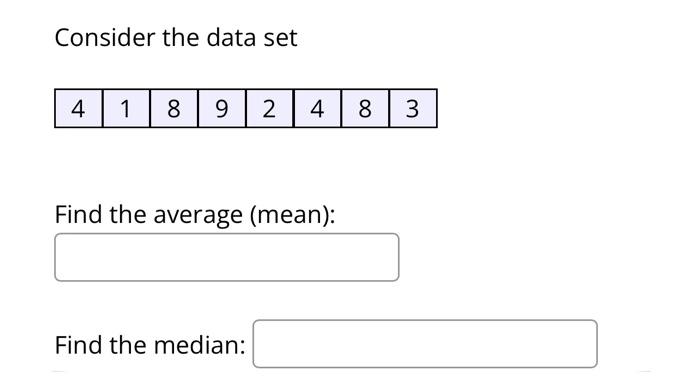 Solved Consider the data set Find the average (mean): | Chegg.com