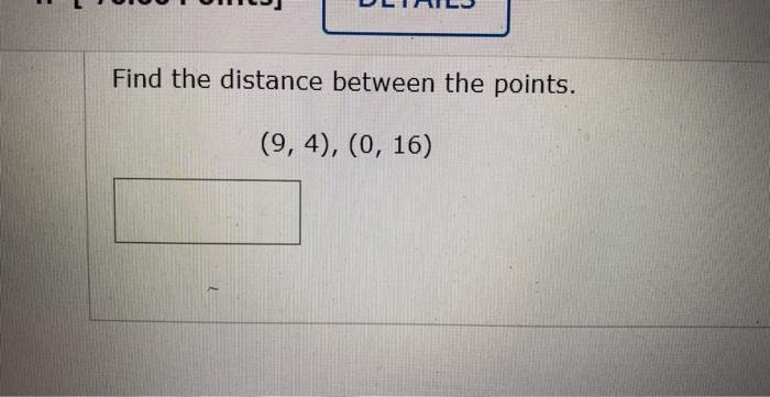 Solved Find the distance between the points. | Chegg.com