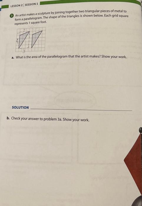 Solved LESSON 2 SESSION 1 3 An artist makes a sculpture by | Chegg.com