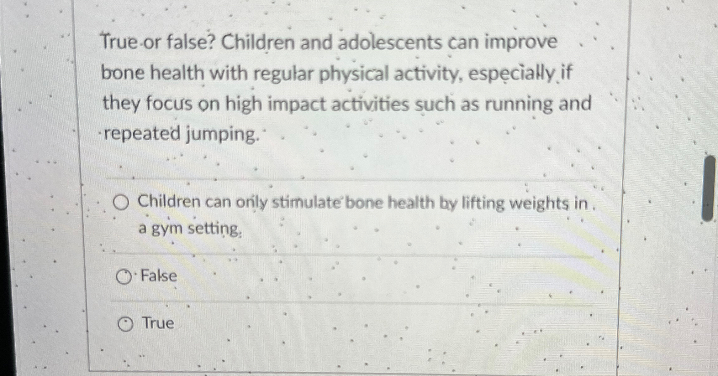 Solved True or false? Children and adolescents can improve | Chegg.com