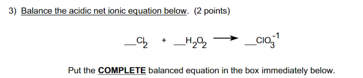 Solved Balance the acidic net ionic equation below. (2 | Chegg.com