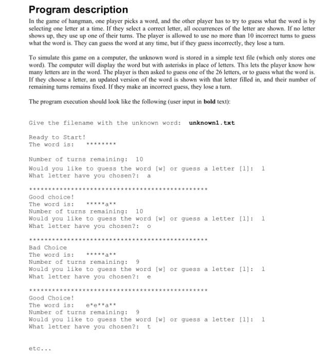 Solved Use C Programming To Create A Game Of Hangman 0259