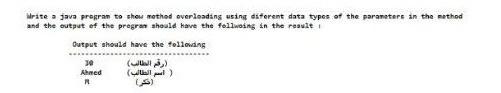 Solved Write a java program to show method overleading using | Chegg.com