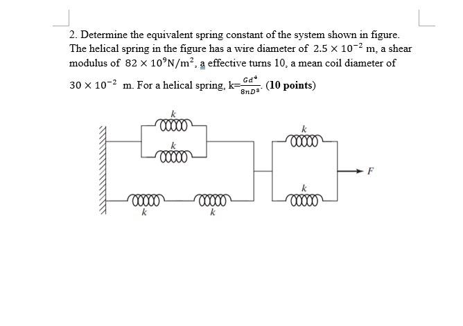 Solved 2. Determine the equivalent spring constant of the | Chegg.com