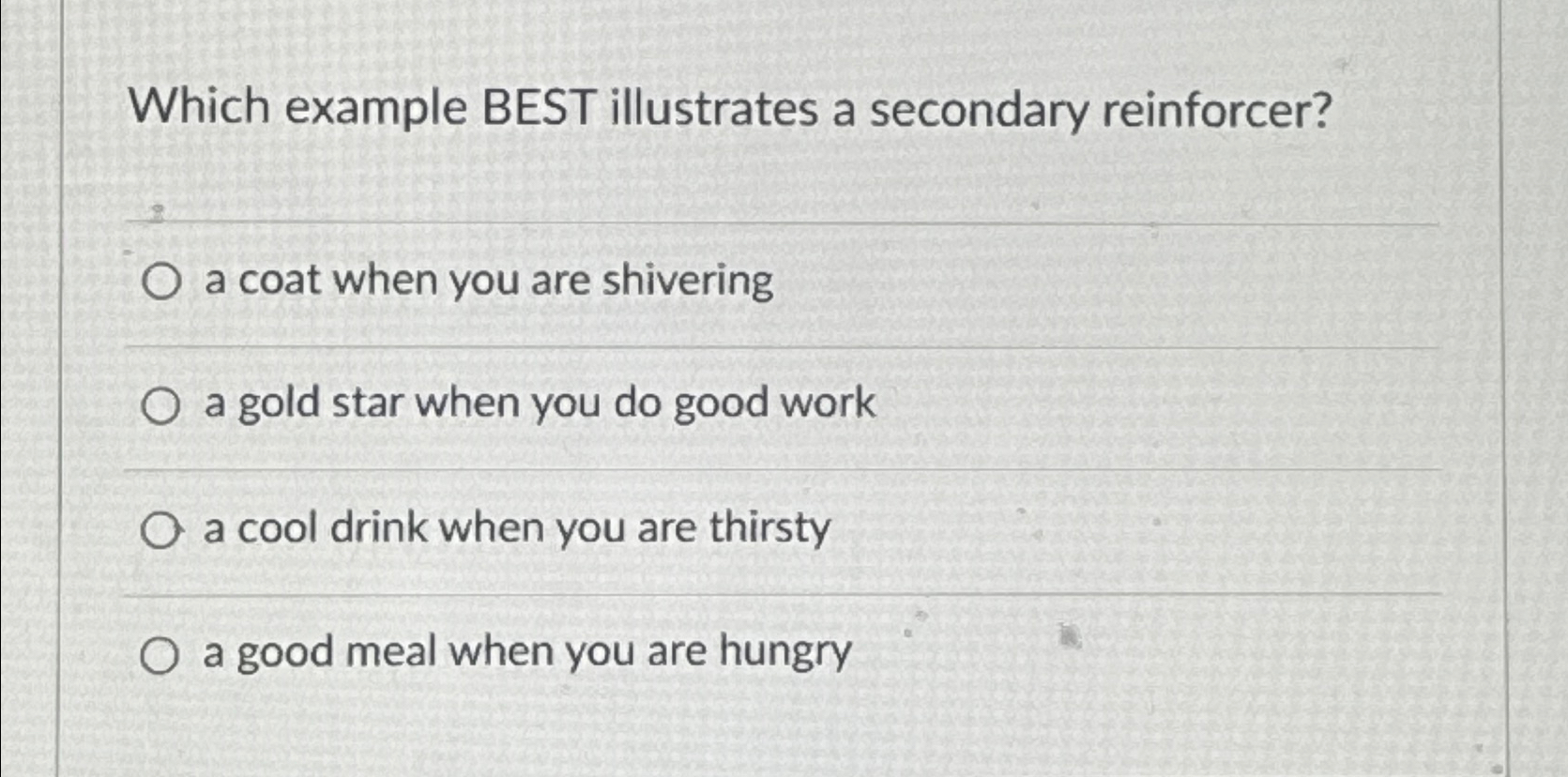 Solved Which example BEST illustrates a secondary | Chegg.com