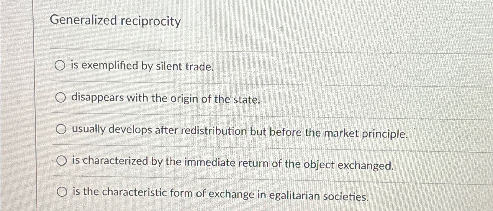 Solved Generalized reciprocityis exemplified by silent | Chegg.com