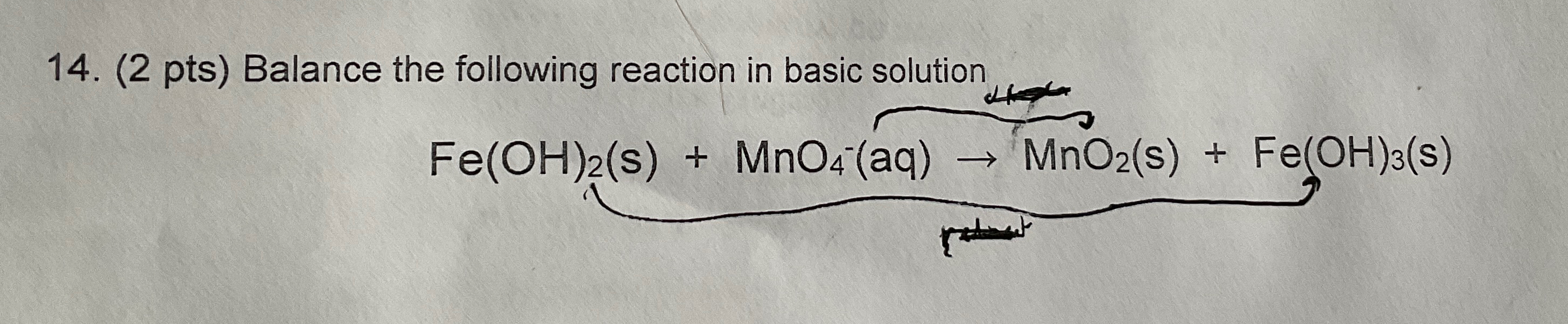 Solved (2 ﻿pts) ﻿Balance the following reaction in basic | Chegg.com