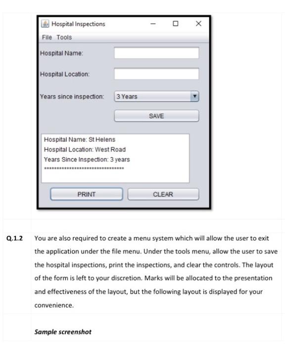 1.2 You are also required to create a menu system | Chegg.com