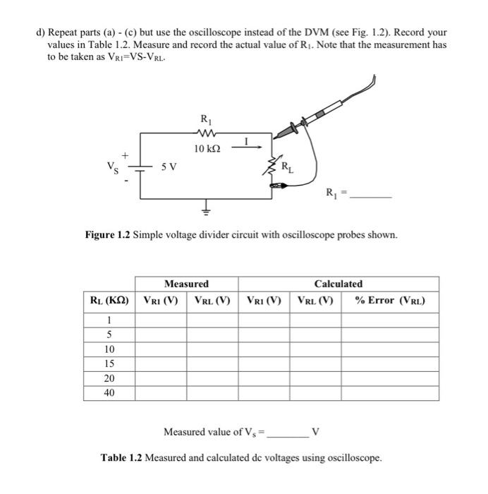 Solved 1. D.C. Measurements: a) Set up the circuit shown in | Chegg.com