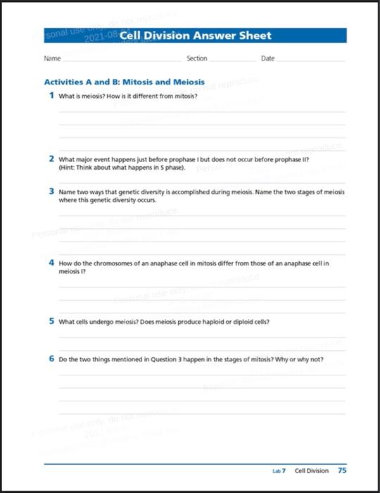 Solved sonaluss 2021-09 Cell Division Answer Sheet Name | Chegg.com