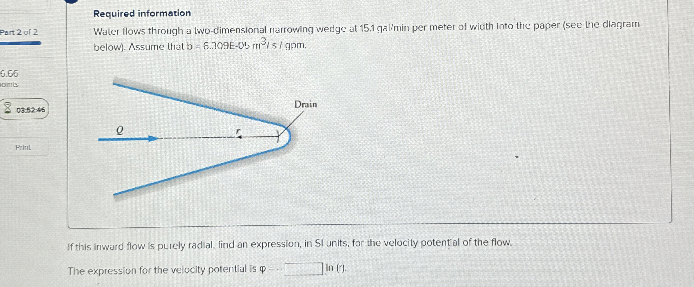 Solved Required informationPart 2 ﻿of 2Water flows through a | Chegg.com