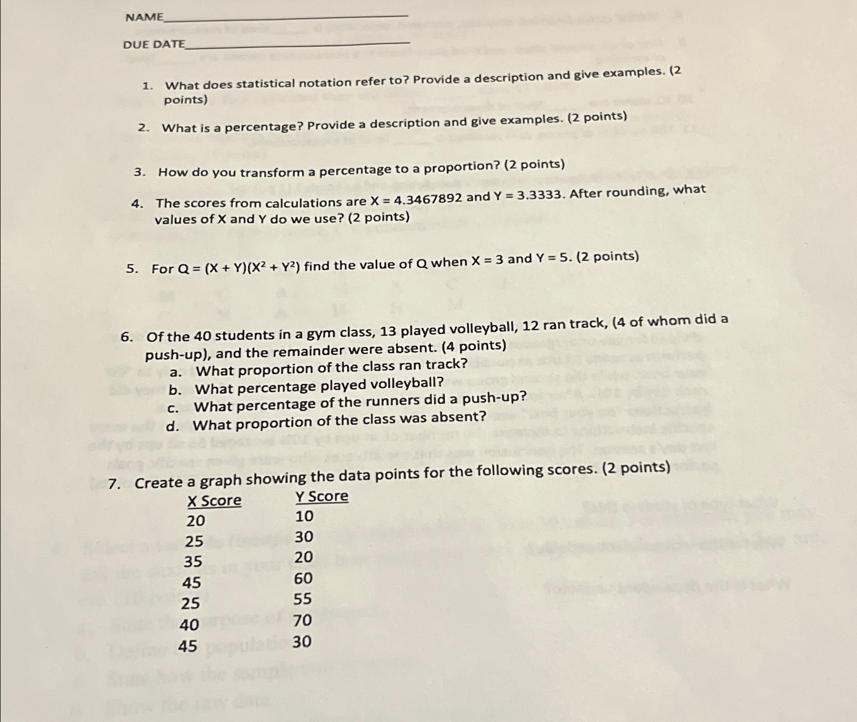 Solved NAMEq,DUE DATI What does statistical notation refer | Chegg.com