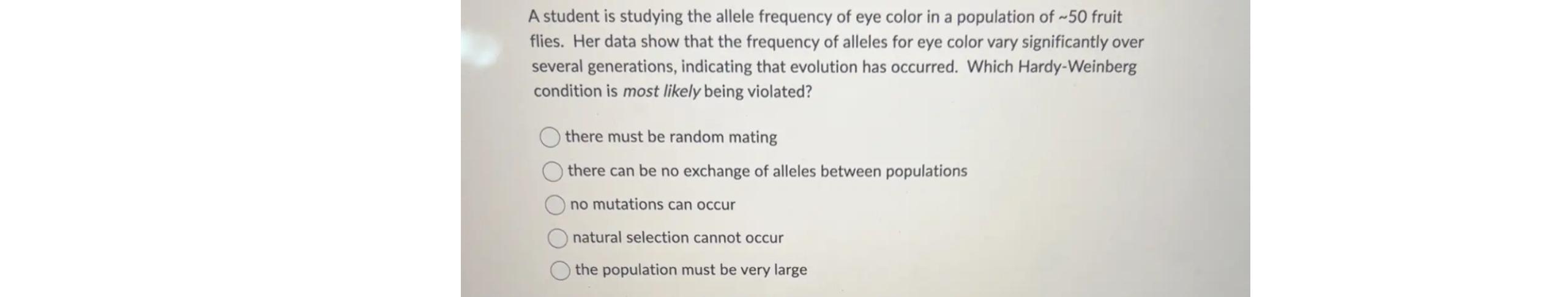 Solved A student is studying the allele frequency of eye | Chegg.com