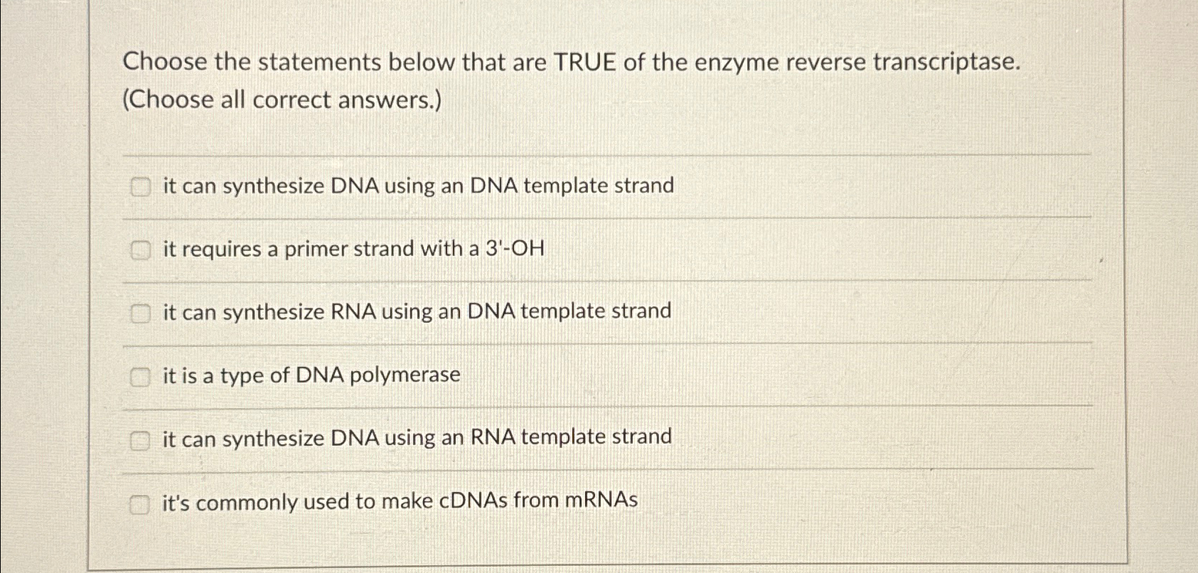 Solved Choose the statements below that are TRUE of the | Chegg.com